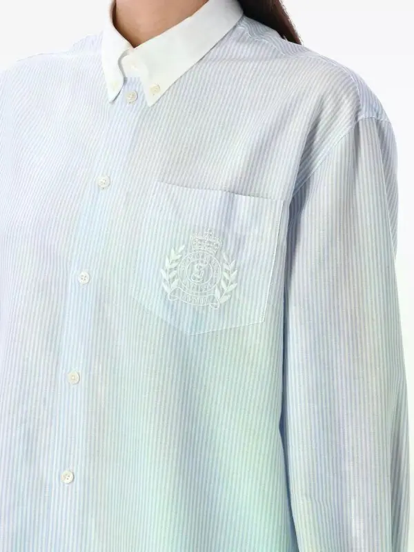SPORTY & RICH Stripe-pattern Shirt With Embroidered Logo