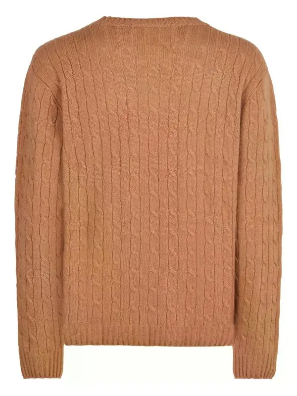 THE (ALPHABET) Cable-knit Crewneck Sweater - Brown