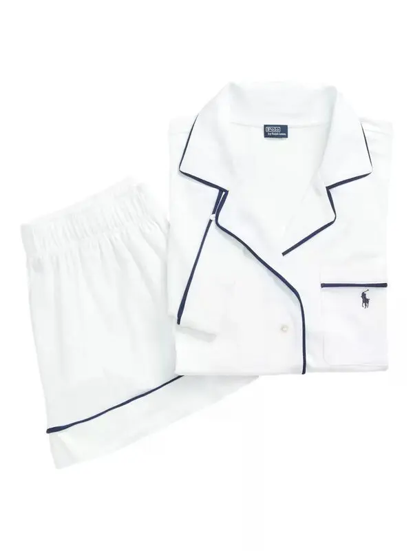 Polo Ralph Lauren Short-sleeve Piped-trim Pyjama Set - White