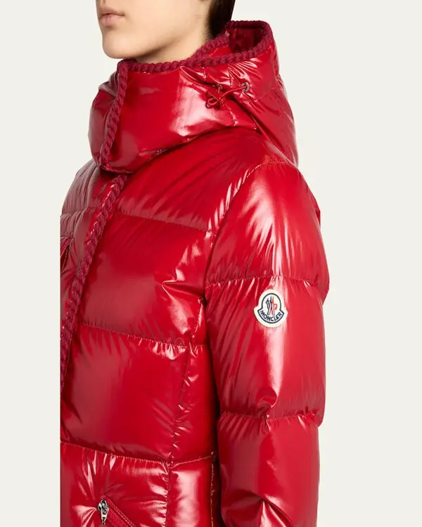 Moncler Glareins Hooded Short Down Jacket With Braided Trim