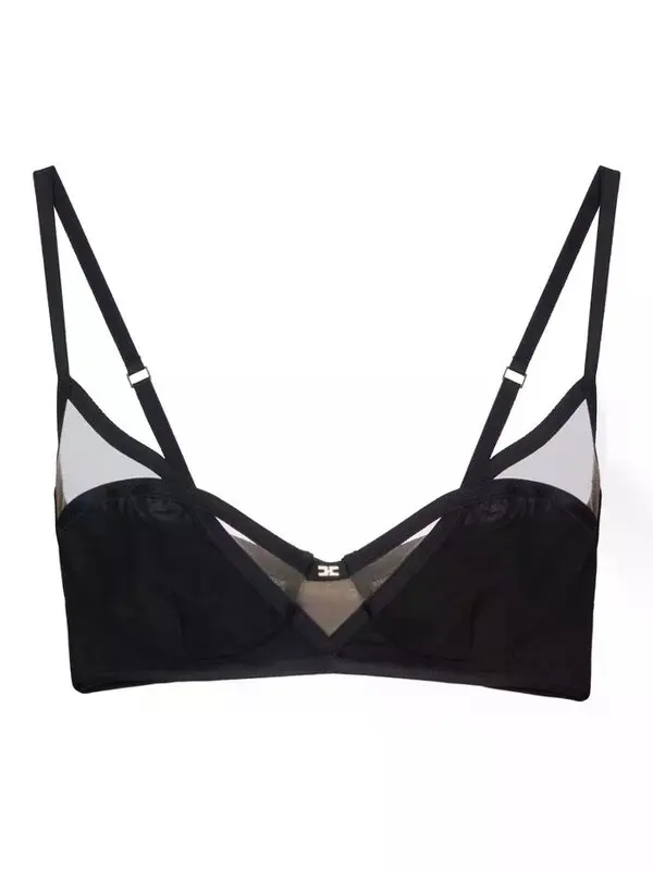 Elisabetta Franchi Sheer Panelled Bralette - Black