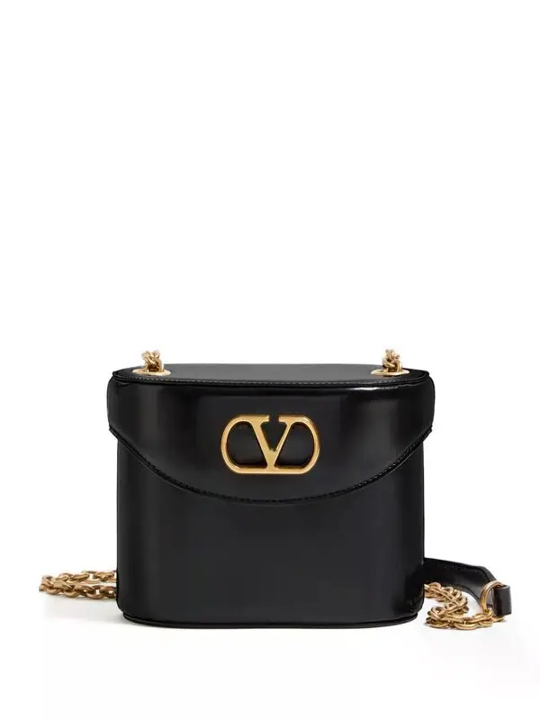 Valentino Garavani Vain Vanity Bag In Shiny Calfskin - Black