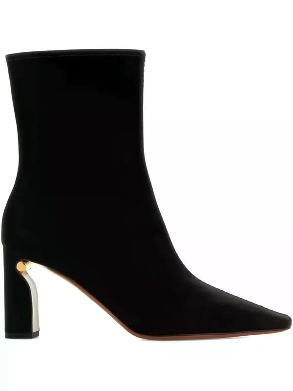 Alexander McQueen 80mm Velvet Ankle Boots - Black
