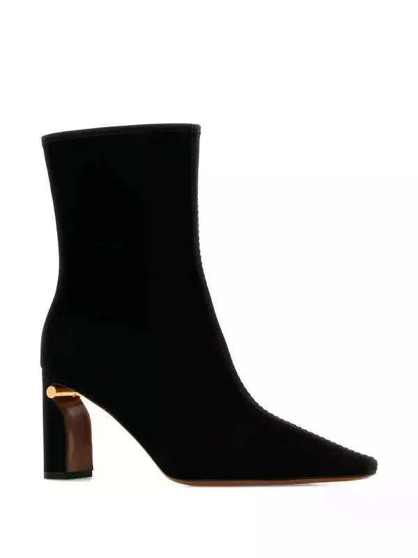 Alexander McQueen 80mm Velvet Ankle Boots - Black