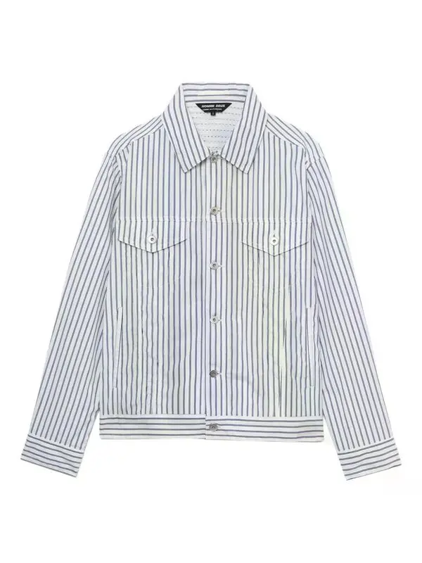 Comme Des Garçons Striped Cotton Jacket - White