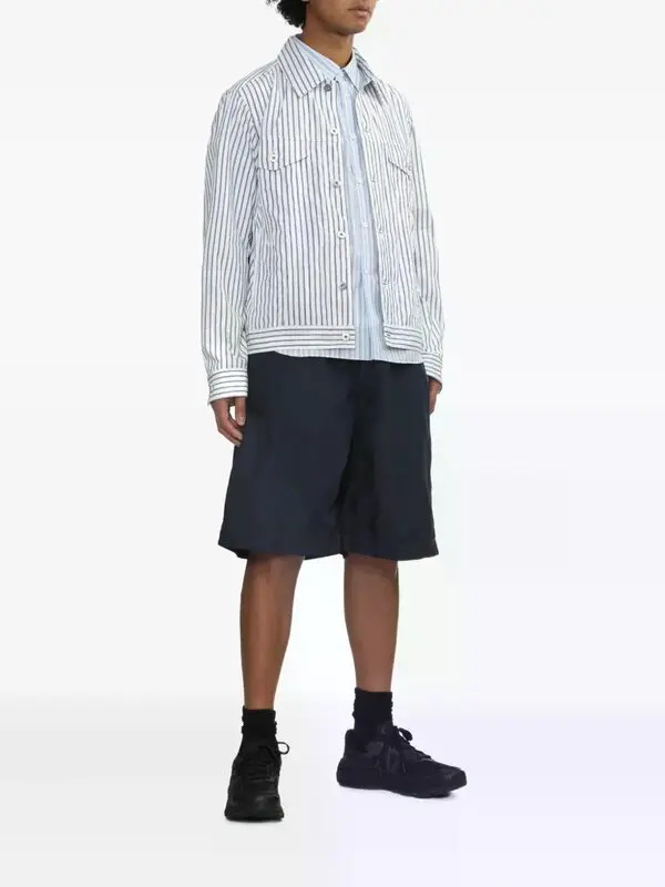 Comme Des Garçons Striped Cotton Jacket - White
