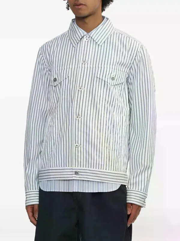 Comme Des Garçons Striped Cotton Jacket - White