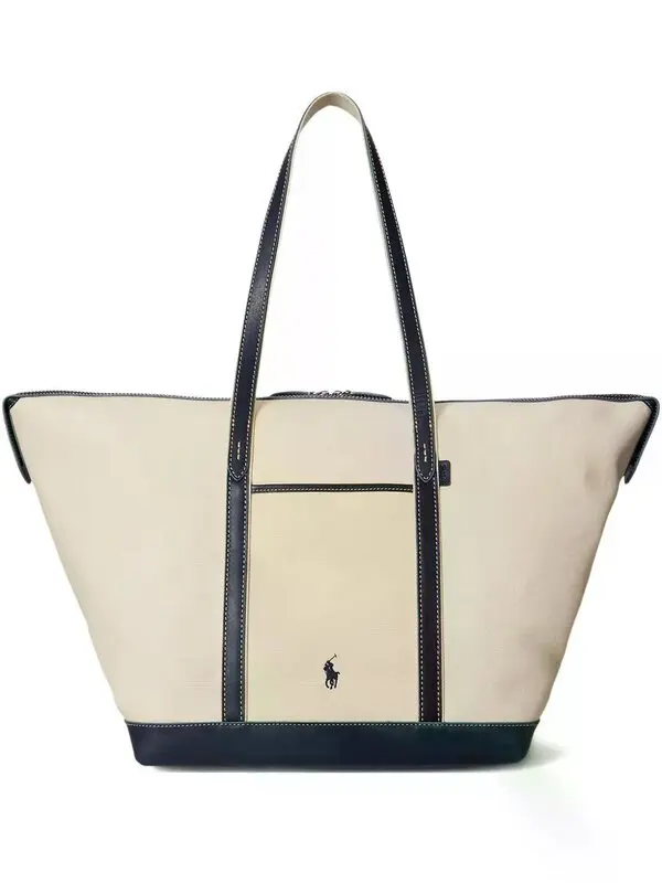 Polo Ralph Lauren Bellport Leather-trimmed Canvas Tote Bag - Neutrals