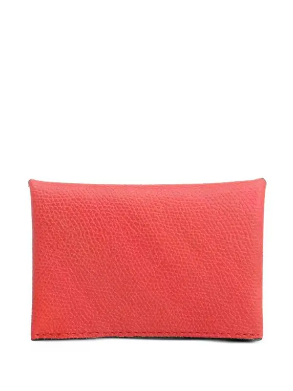 VALEXTRA Textured Leather Card Holder - Red