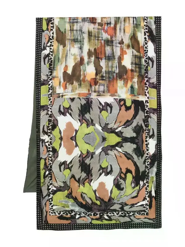 PIERRE-LOUIS MASCIA Abstract-print Silk Scarf - Green