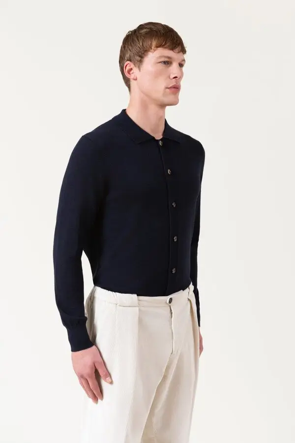 AUTORE Freeman Merino Wool Cardigan - Blu