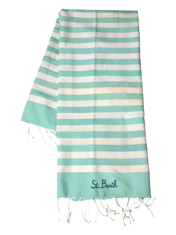 MC2 SAINT BARTH Striped Fringed Towel - Green