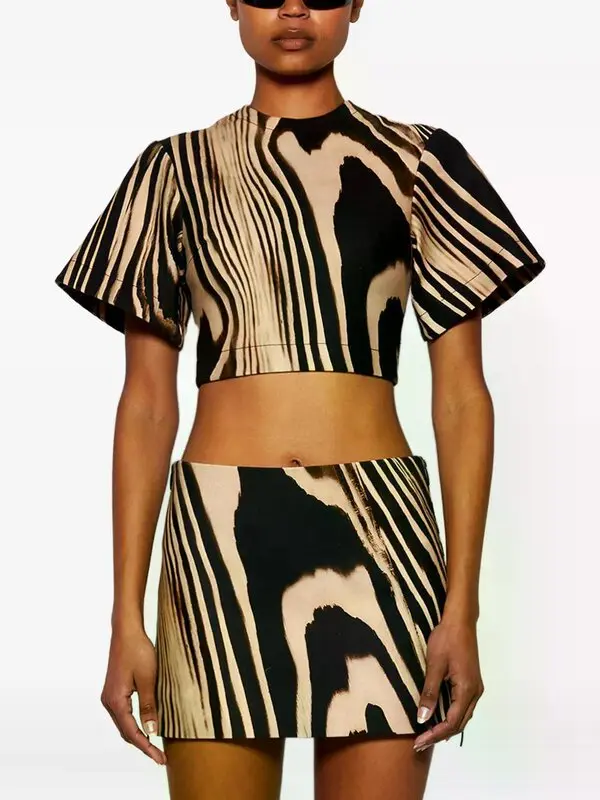 David Koma Zebra-patterned Cropped T-shirt