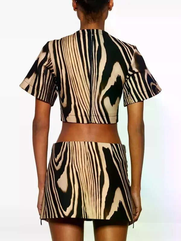 David Koma Zebra-patterned Cropped T-shirt