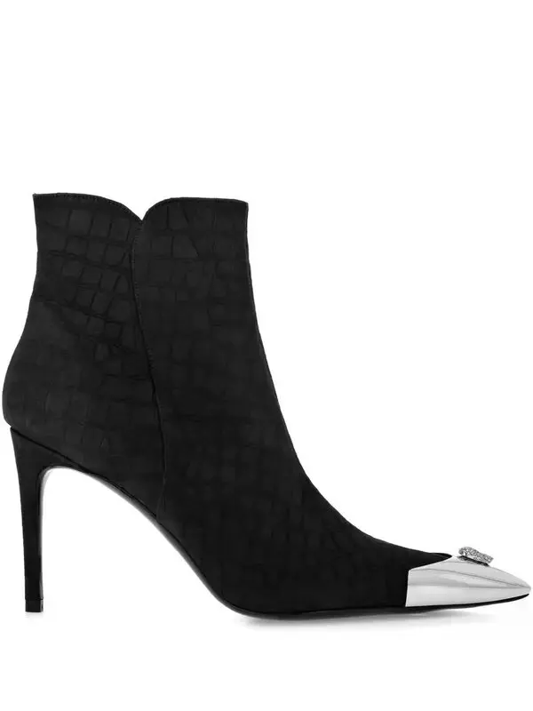 Philipp Plein Crocodile-embossed Ankle Boots With Metallic Toecap