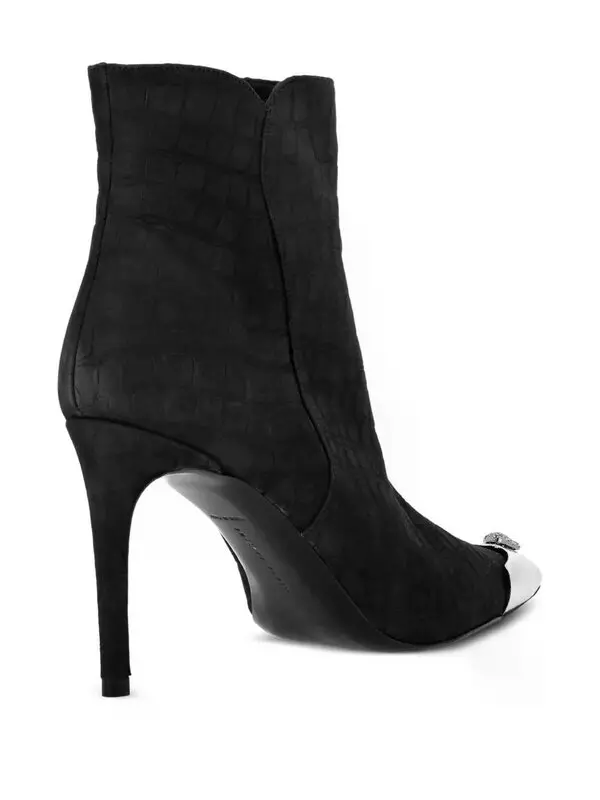 Philipp Plein Crocodile-embossed Ankle Boots With Metallic Toecap