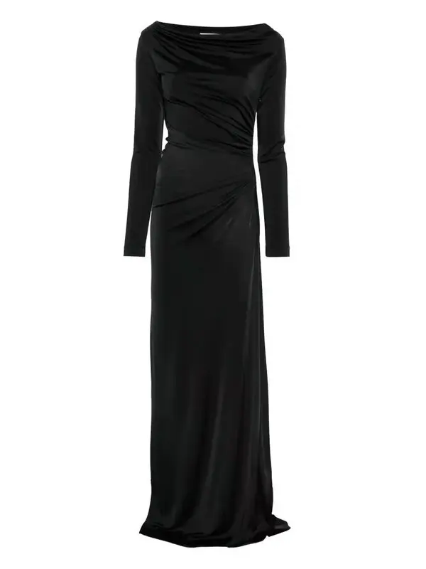 Victoria Beckham Cowl-neck Draped Maxi Dress - Black