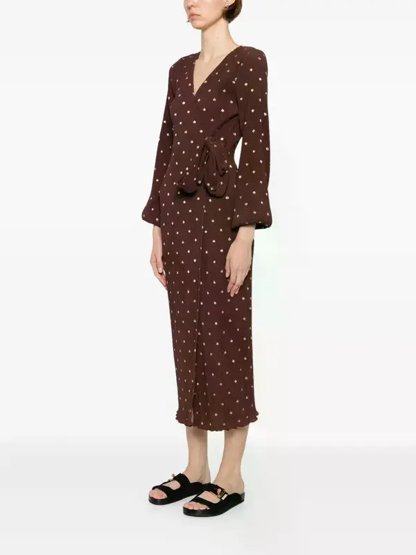 NEVER FULLY DRESSED Plisse Wrap Dress