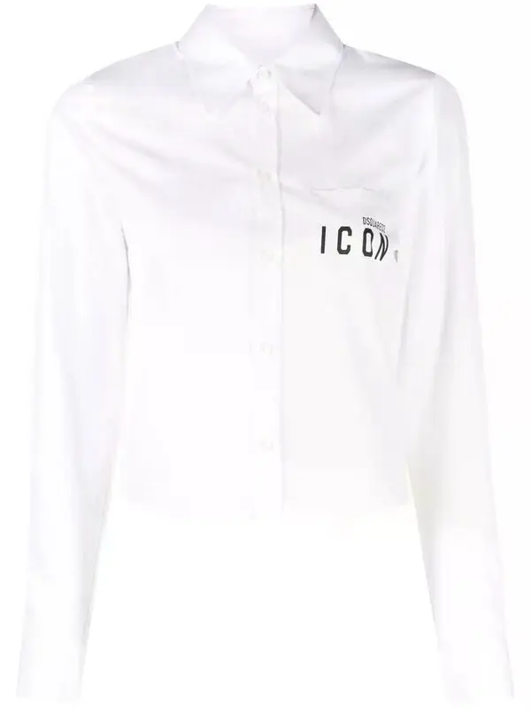 Dsquared2 Icon Print Cropped Shirt - White