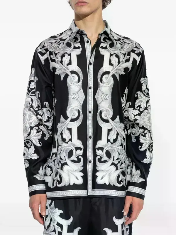 Versace Barocco-print Silk Shirt