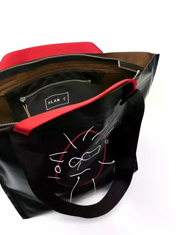 Plan C Graphic-print Shoulder Bag - Black