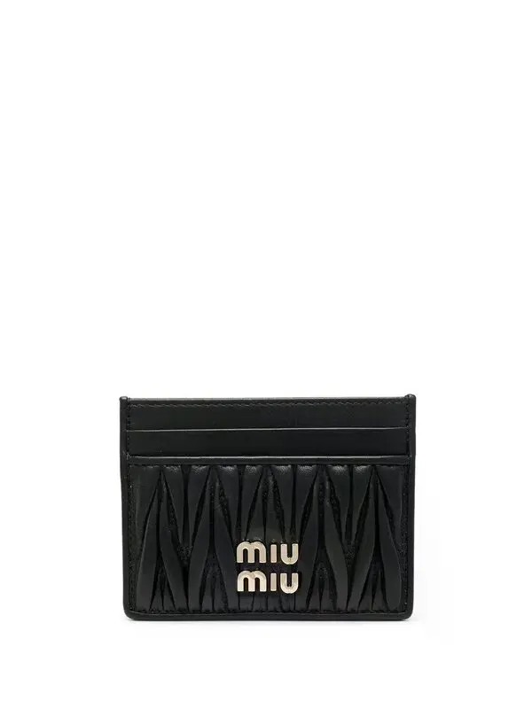 Miu Miu Macramé Textured Card Holder - Black
