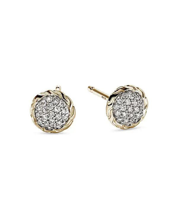 John Hardy Jh Essentials Diamond Pave Stud Earrings - Gold