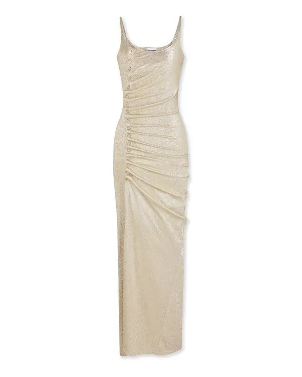 Rabanne Gathered Lurex Maxi Dress
