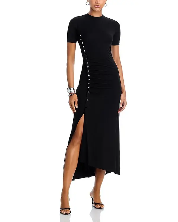 Rabanne Draped Stretch Jersey Maxi Dress - Black