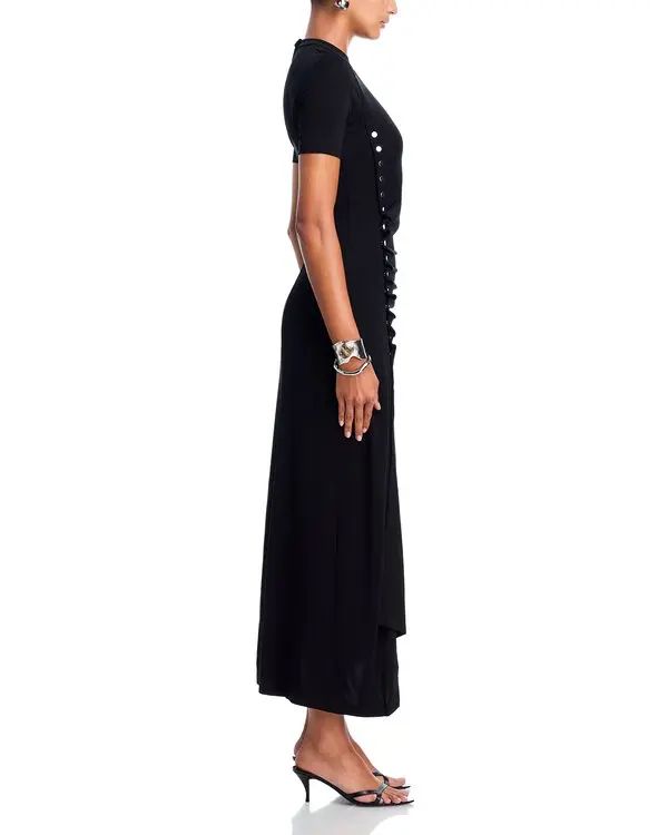 Rabanne Draped Stretch Jersey Maxi Dress - Black