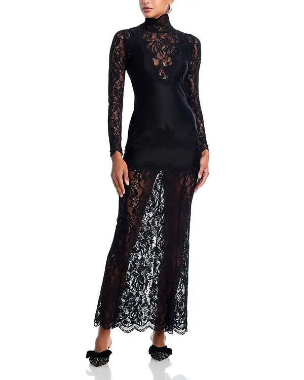 Rabanne Floral Lace Maxi Dress - Black