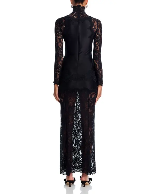 Rabanne Floral Lace Maxi Dress - Black