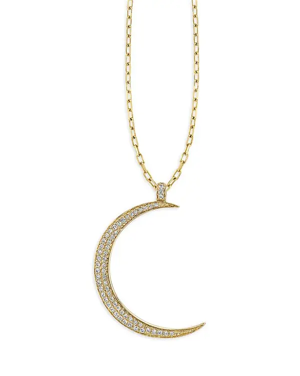 SYDNEY EVAN 14k Yellow Diamond Crescent Moon Pendant Necklace - Gold