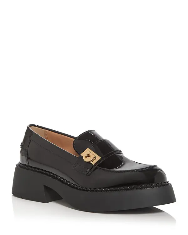 FERRAGAMO Caminia Gancini Chunky Loafers - Nero