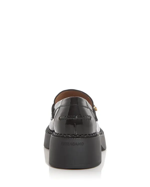 FERRAGAMO Caminia Gancini Chunky Loafers - Nero