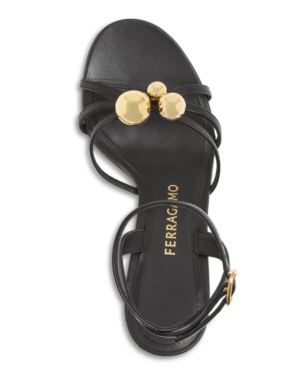 FERRAGAMO Karina Sphere Leather Sandals - Nero