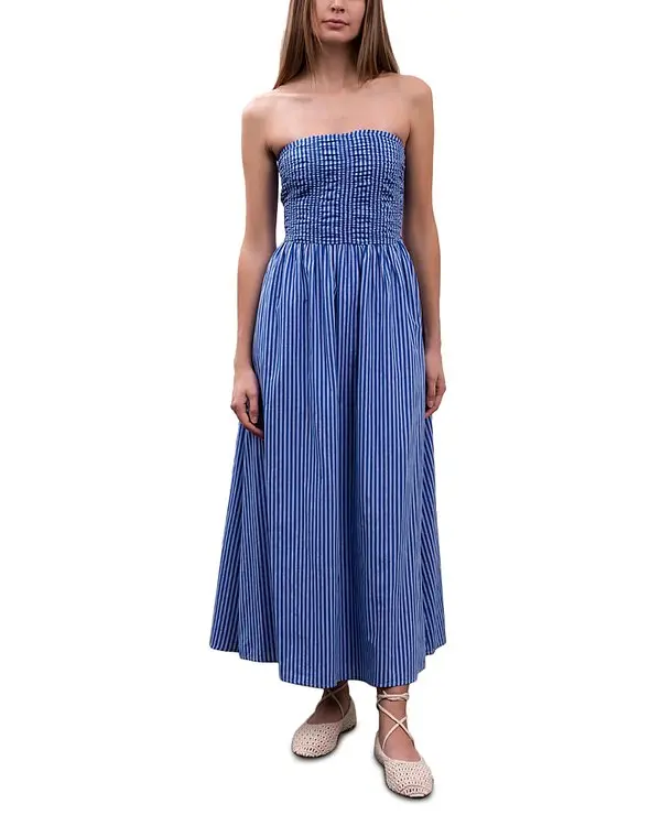 Moon River Shirred Poplin Maxi Dress
