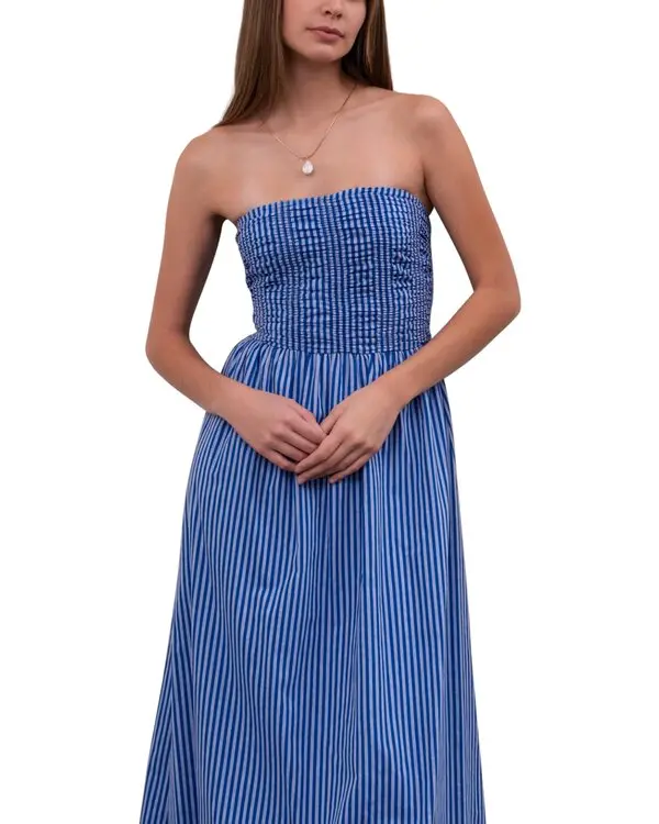 Moon River Shirred Poplin Maxi Dress