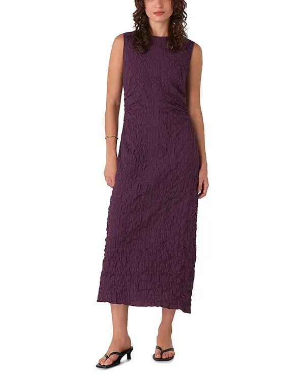 Whistles Lori Textured Midi Dress - Plum