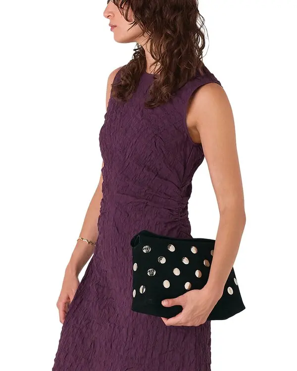 Whistles Lori Textured Midi Dress - Plum
