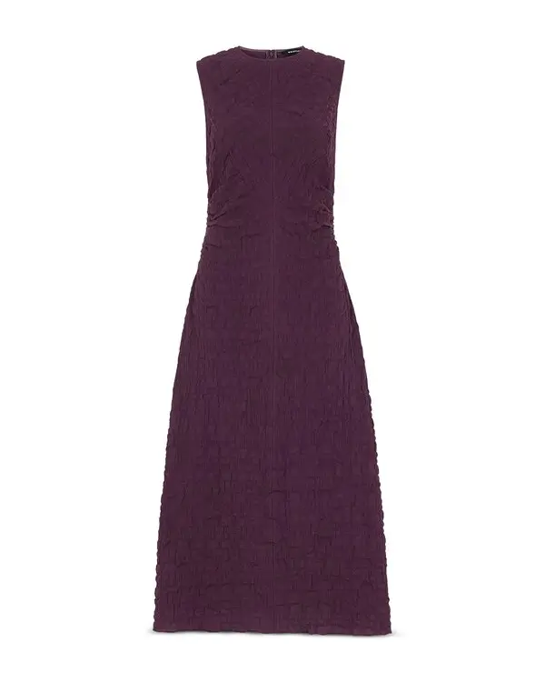Whistles Lori Textured Midi Dress - Plum