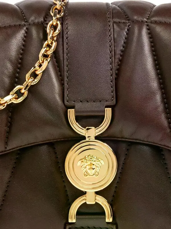 Versace Kleio Quilted Shoulder Bag - Brown