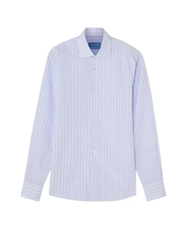 Robert Talbott Reynolds Check Cotton/linen Contemporary Fit Shirt - Blue/raspberry