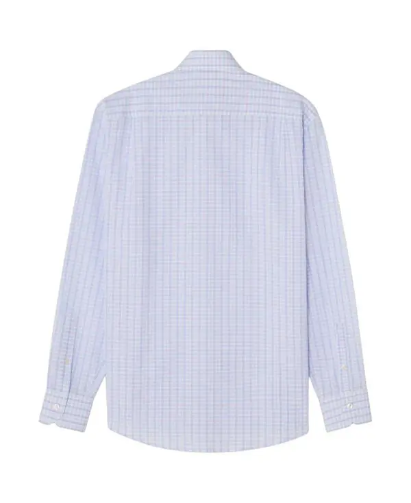 Robert Talbott Reynolds Check Cotton/linen Contemporary Fit Shirt - Blue/raspberry