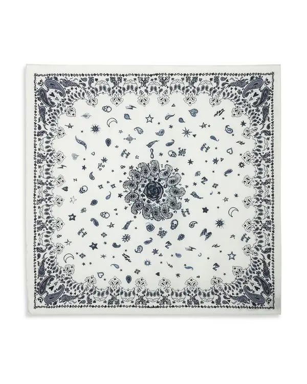 Zadig&Voltaire Bandana Print Mixed Silk Square Scarf - Cloud