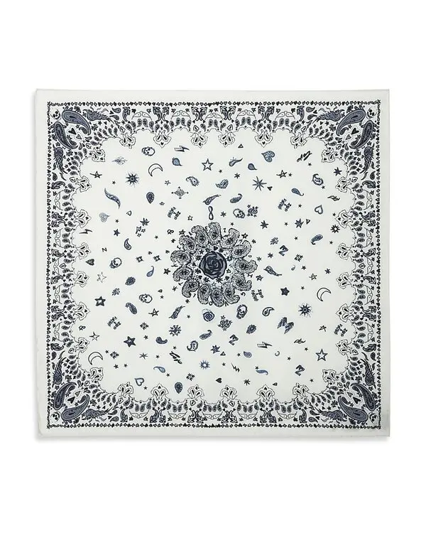 Zadig&Voltaire Bandana Print Mixed Silk Square Scarf - Cloud