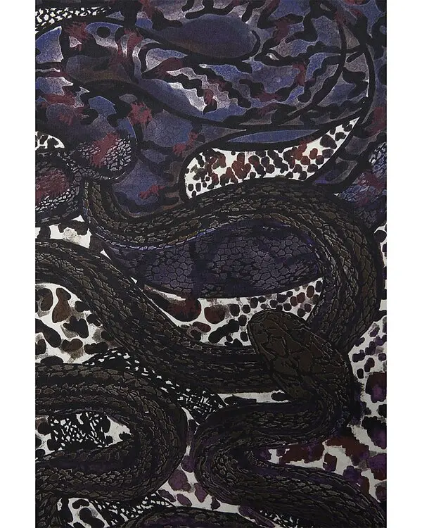 Zadig&Voltaire Snake Print Mixed Silk Square Scarf - Burgundy