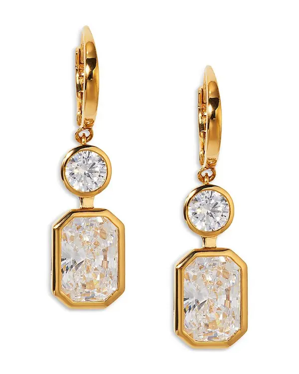 Nadri Bklyn Cubic Zirconia Double Stone Drop Earrings - Gold