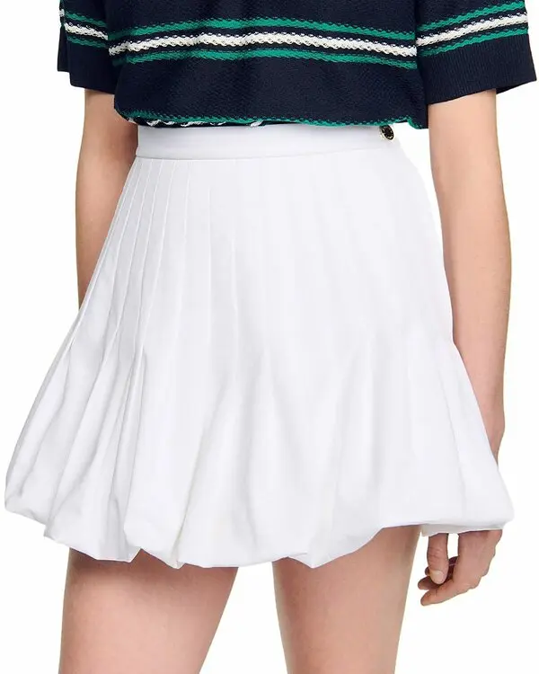 Sandro Pleated Bubble Hem Mini Skirt - White