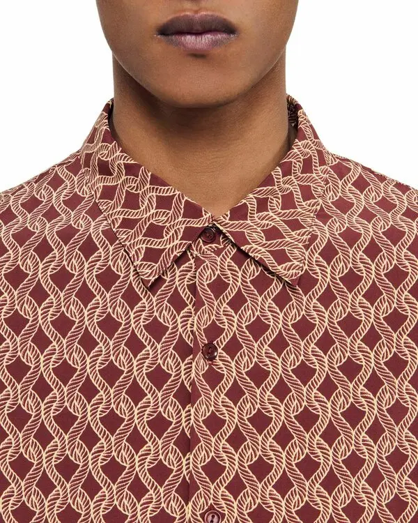 Sandro Printed Short Sleeve Shirt - Terra